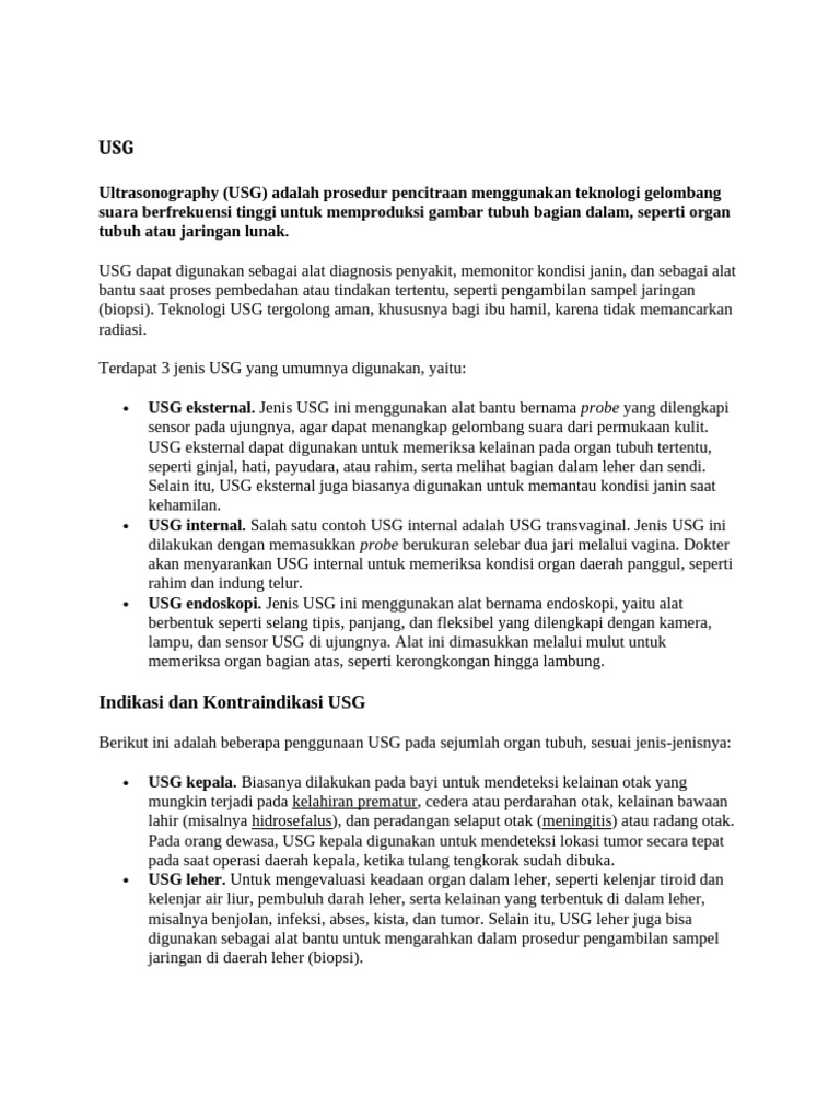 Indikasi dan Prosedur USG | PDF