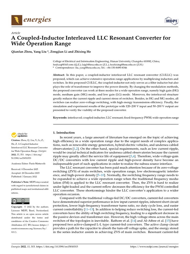 A Coupled-Inductor Interleaved LLC Resonant Converter For Wide Operation Range | PDF | Resonance ...