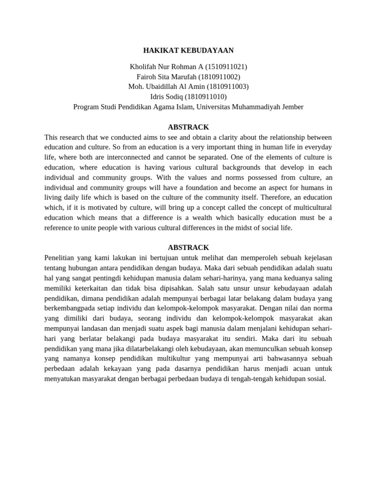Kelompok 1 - Hakikat Kebudayaan Tugas Uas | PDF