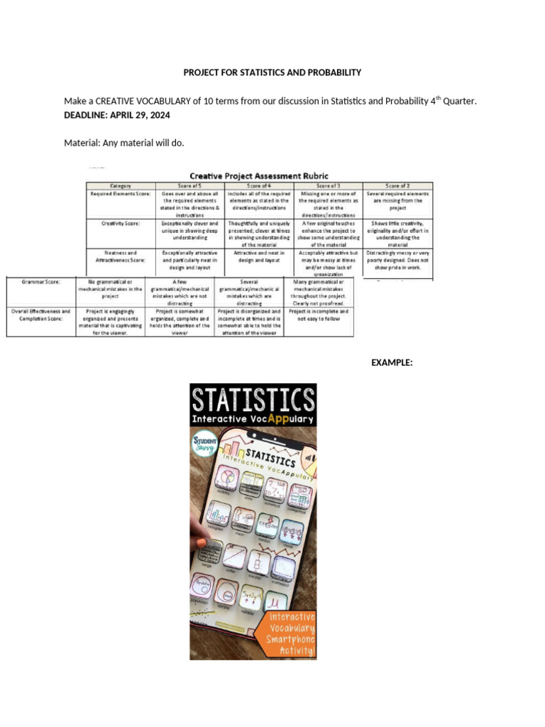 Project For Statistics and Probability | PDF