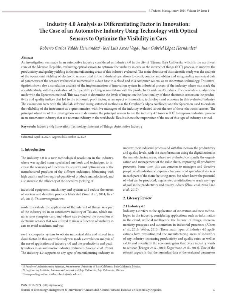 Industry 40 Analysis as Differentiating Factor in Innovation the Case of an Automotive Industry ...