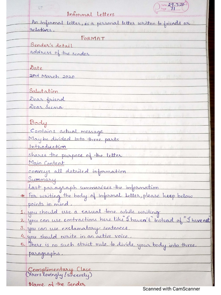 Informal Letter Writing | PDF