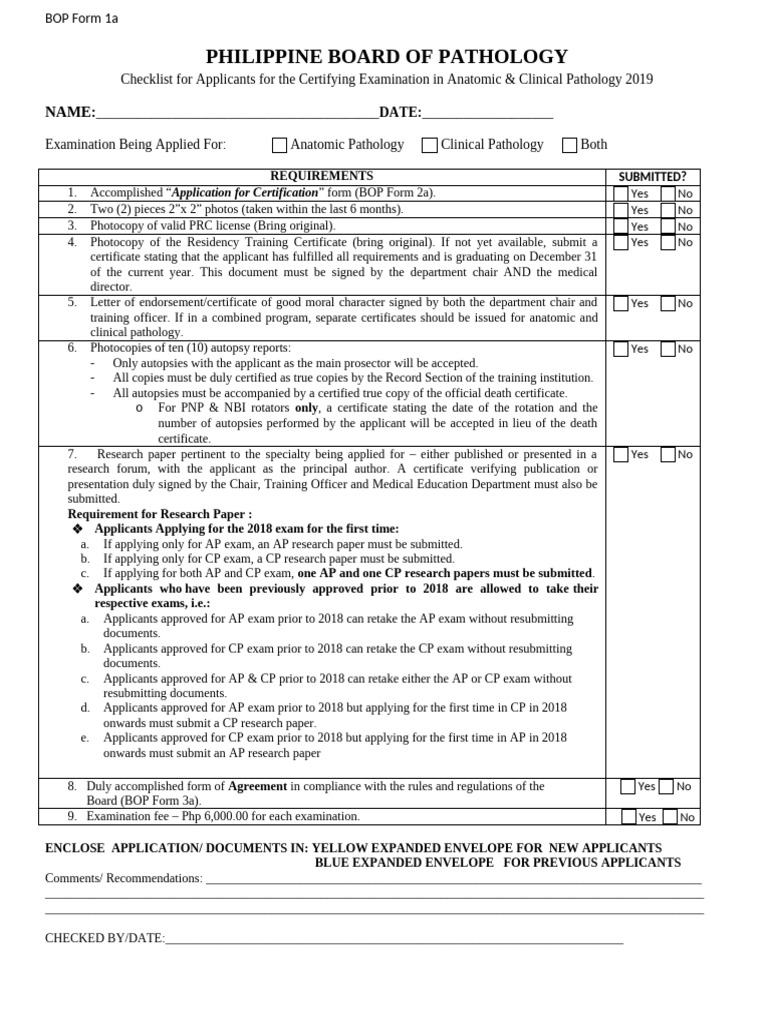 Pathology Certification Exam Checklist | PDF | Pathology