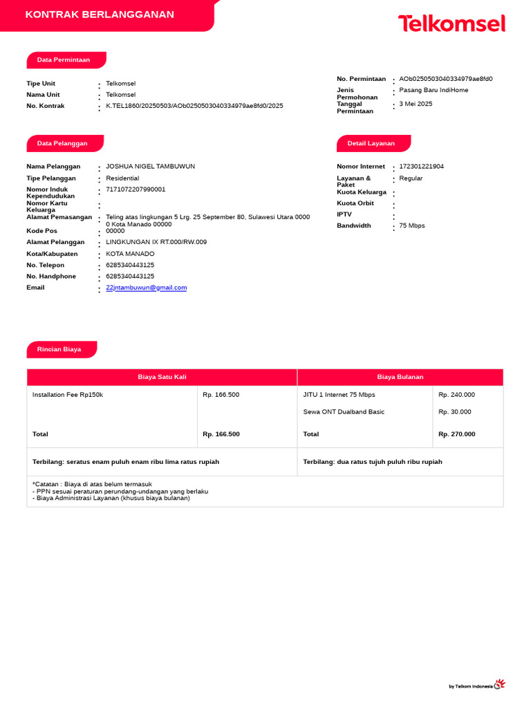 Indihome Contract | PDF