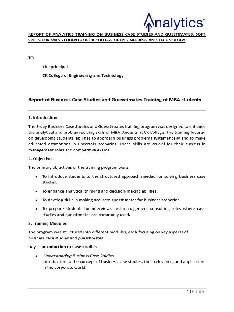 MBA Training: Case Studies & Soft Skills | PDF | Communication | Team ...