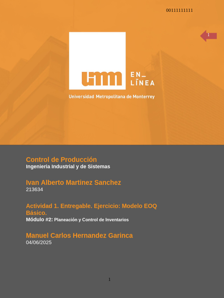 Módulo 2. Actividad 1. Entregable. Ejercicio Modelo EOQ Básico | PDF | Logística | Optimización ...
