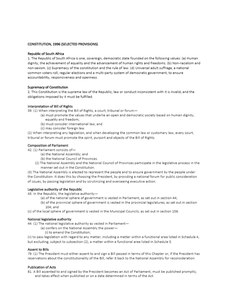 Constitutional Provisions Extracts - 1 | PDF | By Law | Constitution