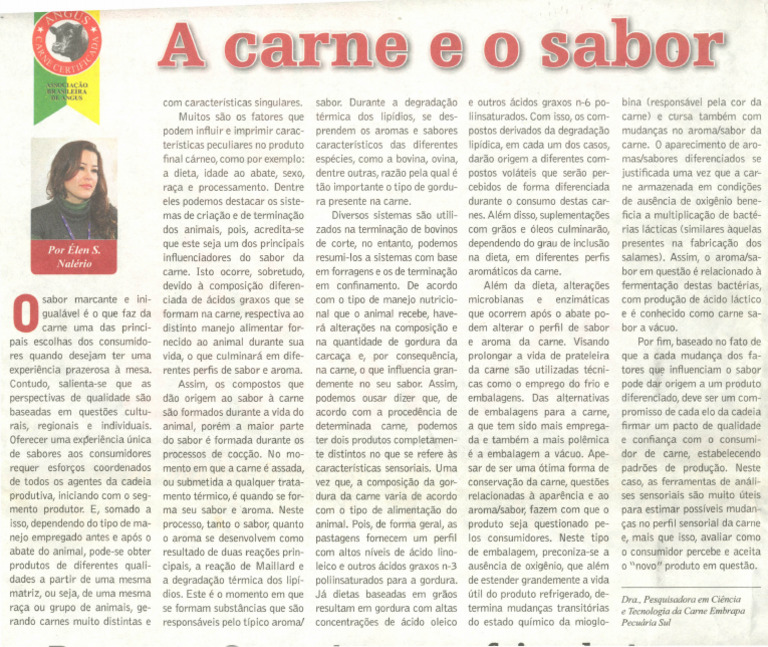Nalério, Helen. A Carne e o Sabor | PDF | Carne | Lipídio