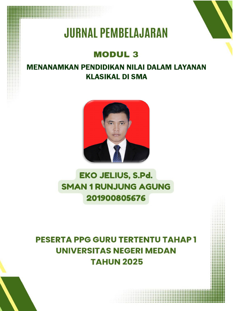 Eko Jelius - 201900805676 - Menanamkan Pendidikan Nilai Dalam Layanan Klasikal Di Sma | PDF