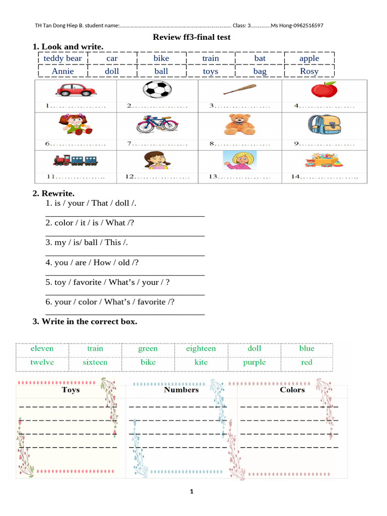 Ff3-Review Final Test - Class | PDF