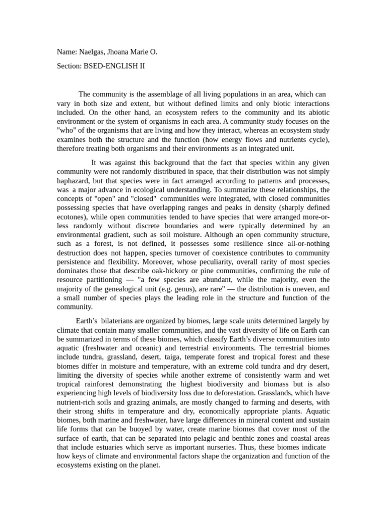 Ecosystem Dynamics and Biodiversity | PDF | Biodiversity | Ecosystem