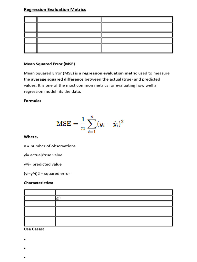 Day.10 Regression Evaluation Metrics MSE, RMSE, MAE, R-Squared | PDF | Errors And Residuals ...