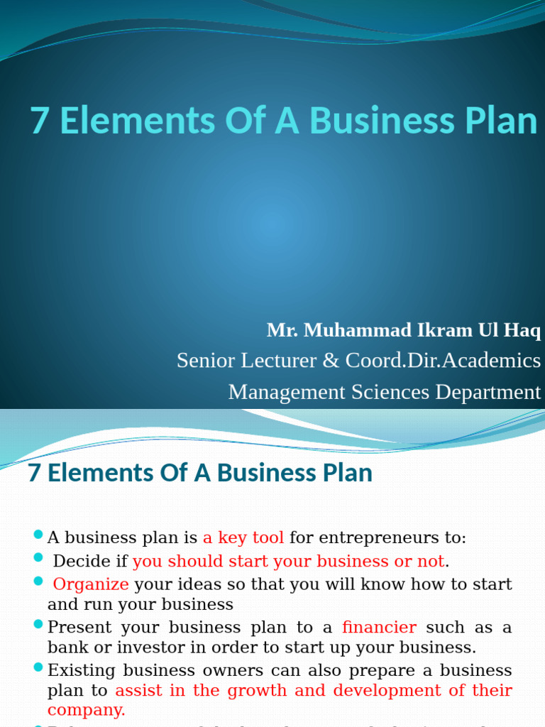 Key Elements of Business Plan | PDF | Economies | Business Economics