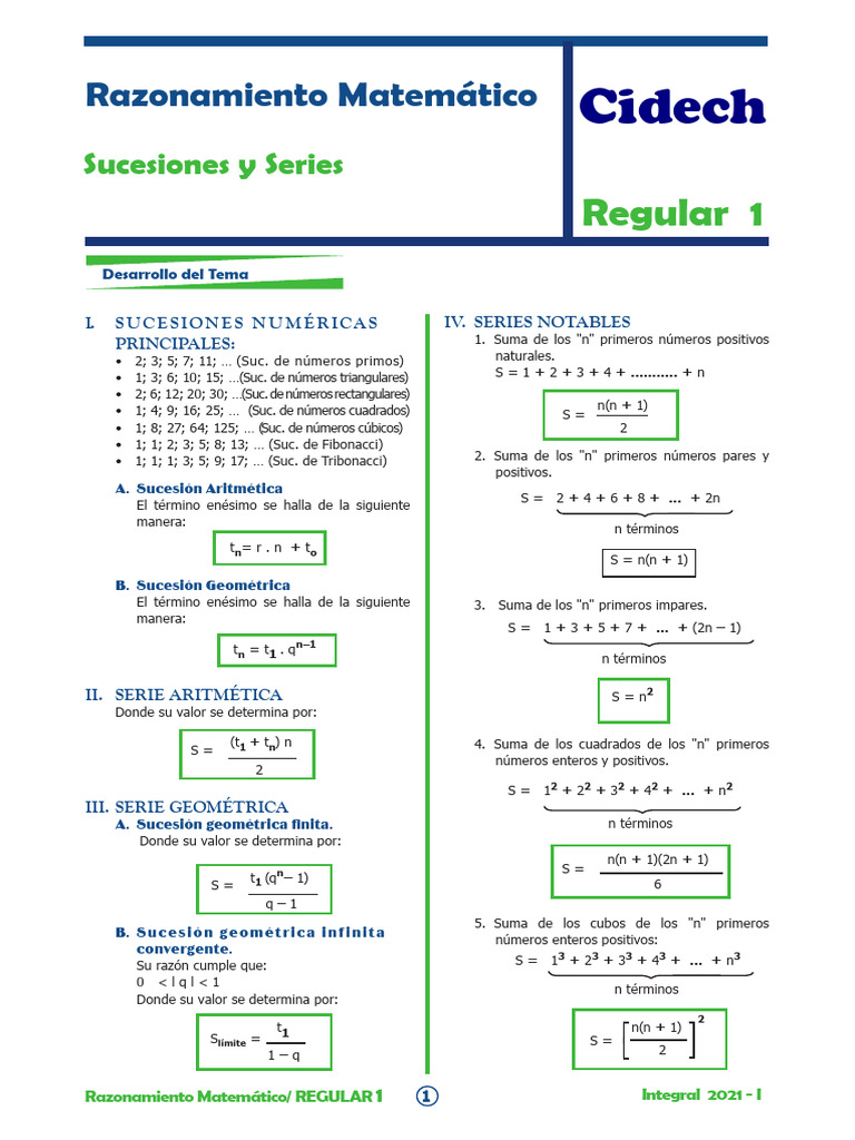 Sucesiones y Series Matemáticas | PDF | Secuencia | Teoría de los números