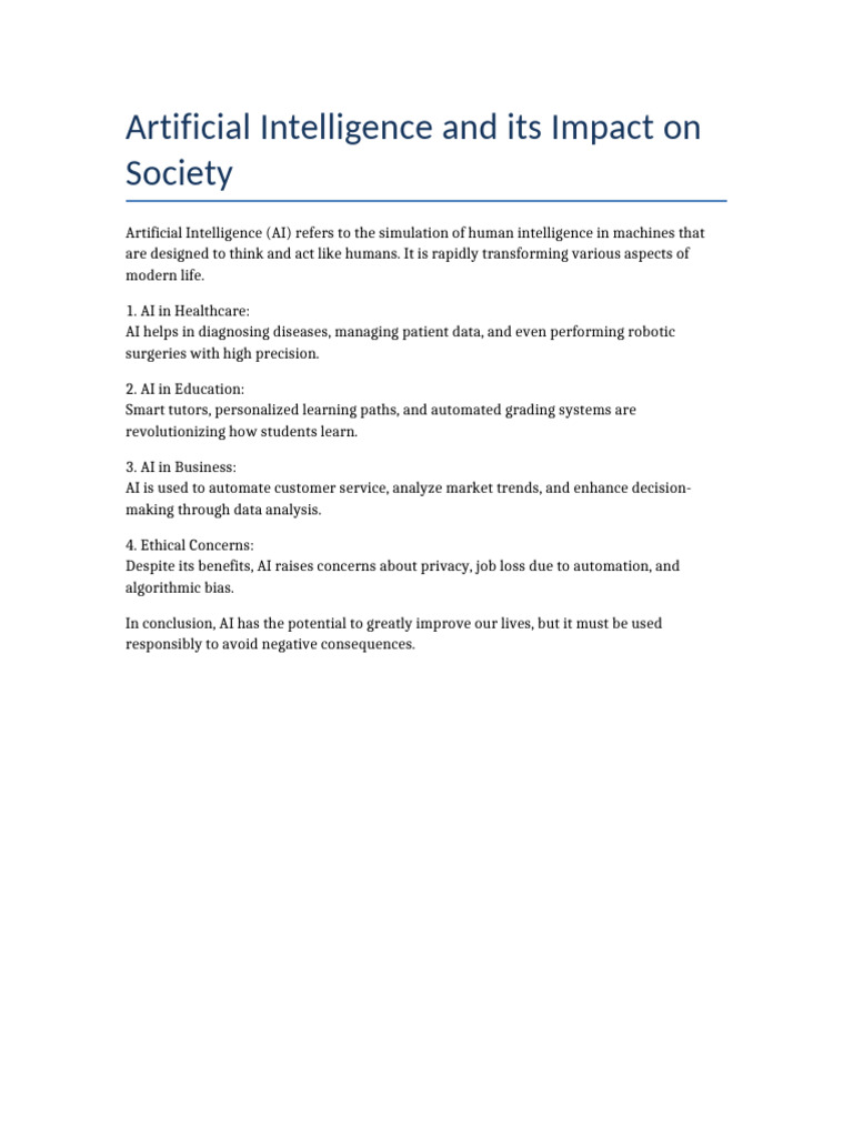 Artificial Intelligence Impact | PDF