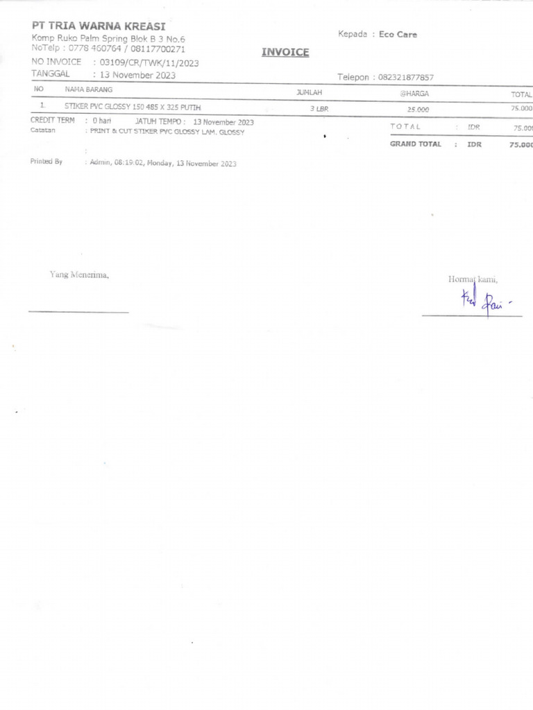 Scan Nota Sticker | PDF