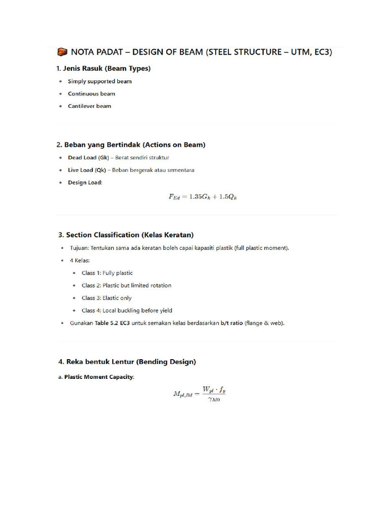 Design of Steel and Timber Test 1 Notes | PDF