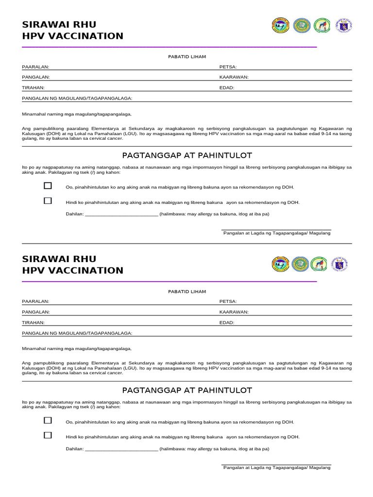 HPV Consent Filipino | PDF