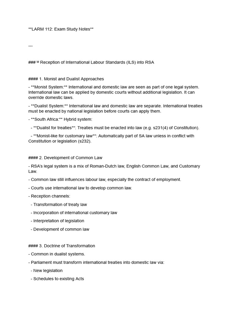LARM 112: Labour Law Study Guide | PDF | Labour Law | Employment