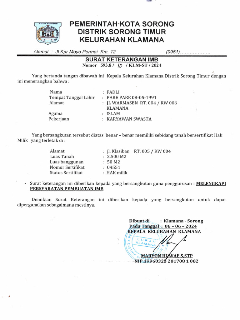 Surat Pengantar Imb Adrc | PDF