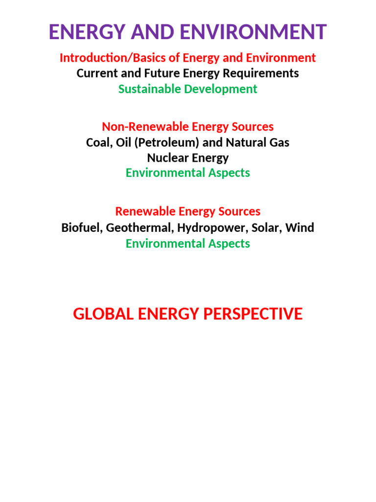 Energy Sources and Environmental Impact | PDF | Energy Development ...