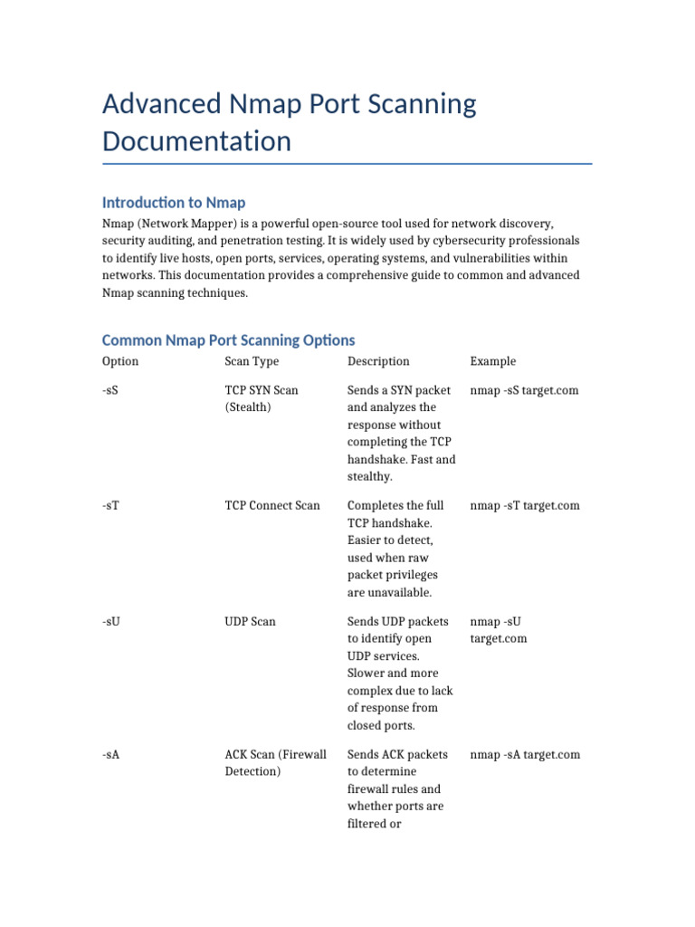Advanced Nmap Port Scanning Guide | PDF | Transmission Control Protocol ...