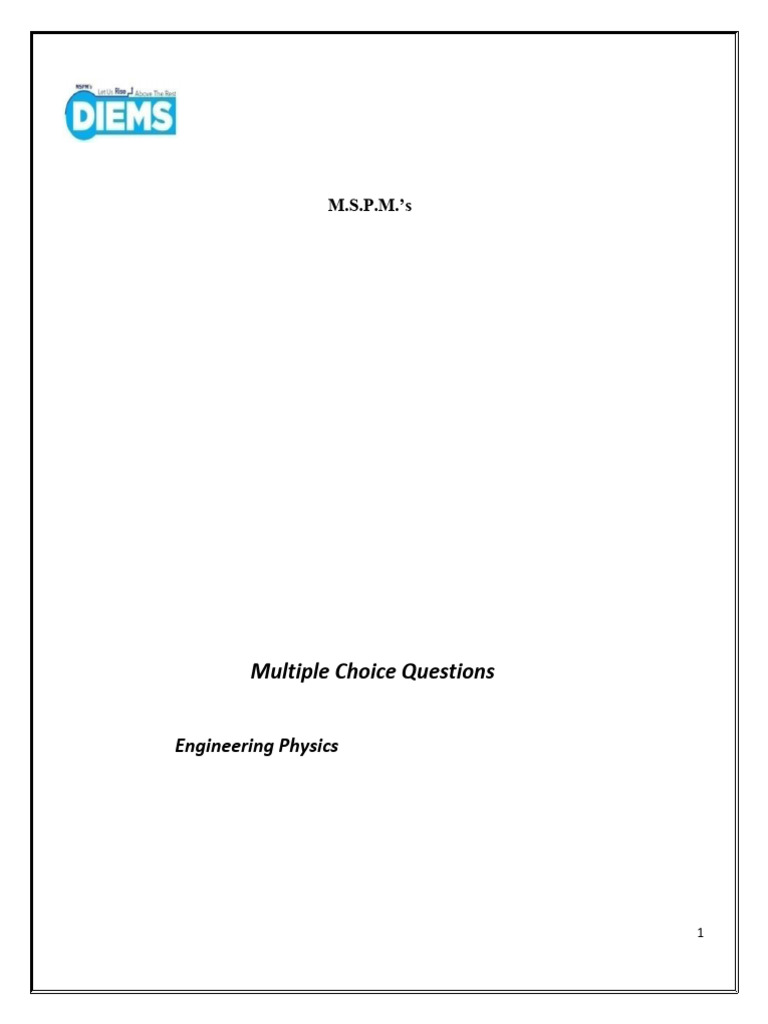 Combined MCQS Engineering Physics | PDF | Waves | Dielectric