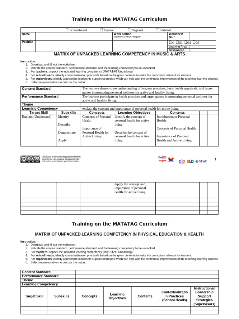 MATATAG Curriculum Unpacking Guide | PDF | Curriculum | Learning