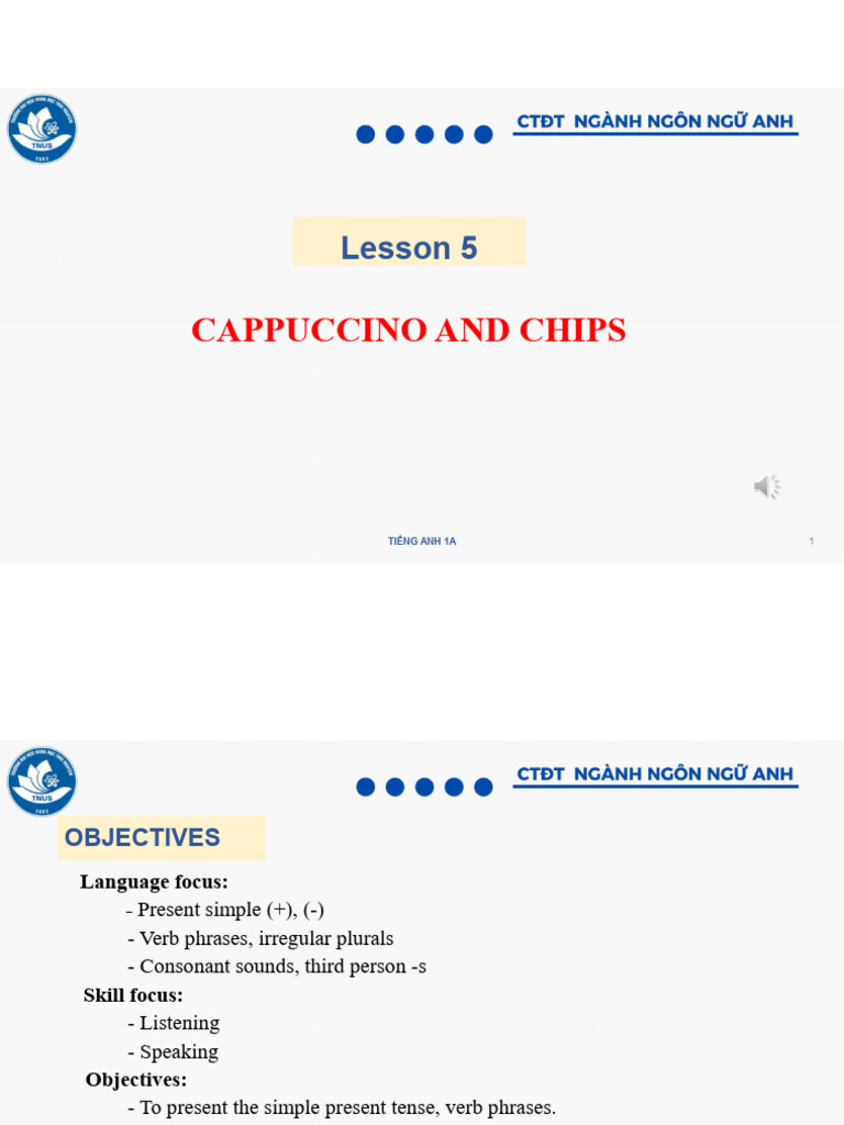 Lesson 5. Capuccino and Chips | PDF | Verb | Word