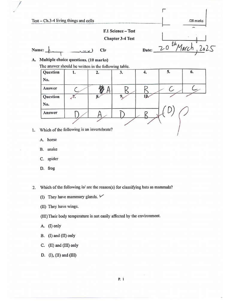 QuizAI-F.1 Science Test Chapter 3-4 | PDF