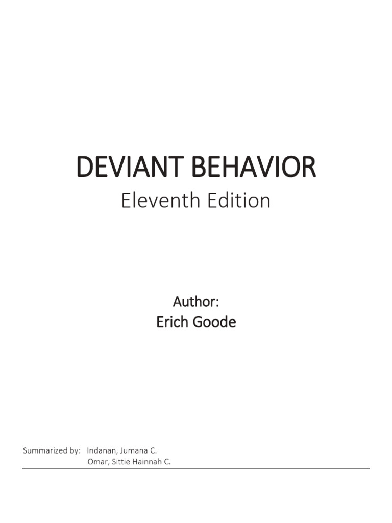Deviant Behavior by Goode Summary | PDF | Deviance (Sociology) | Social ...