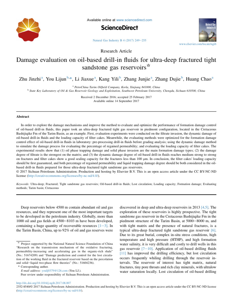 Oil-Based Drill-In Fluids Damage Evaluation | PDF | Petroleum Reservoir ...