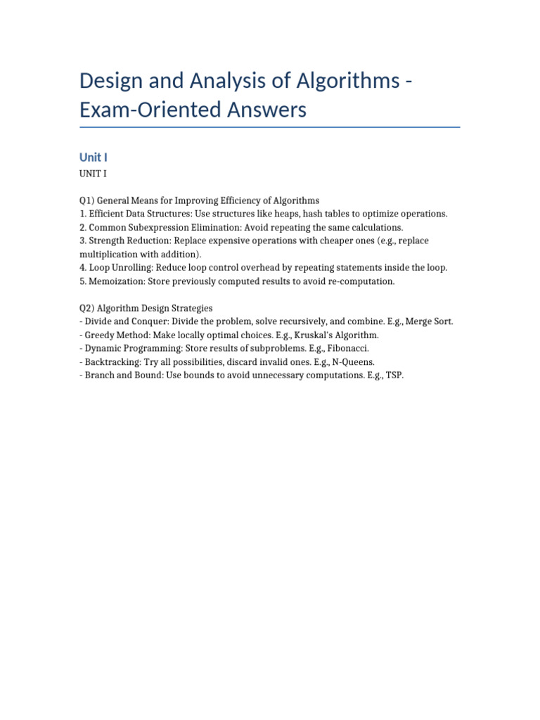 DAA Exam Answers | PDF