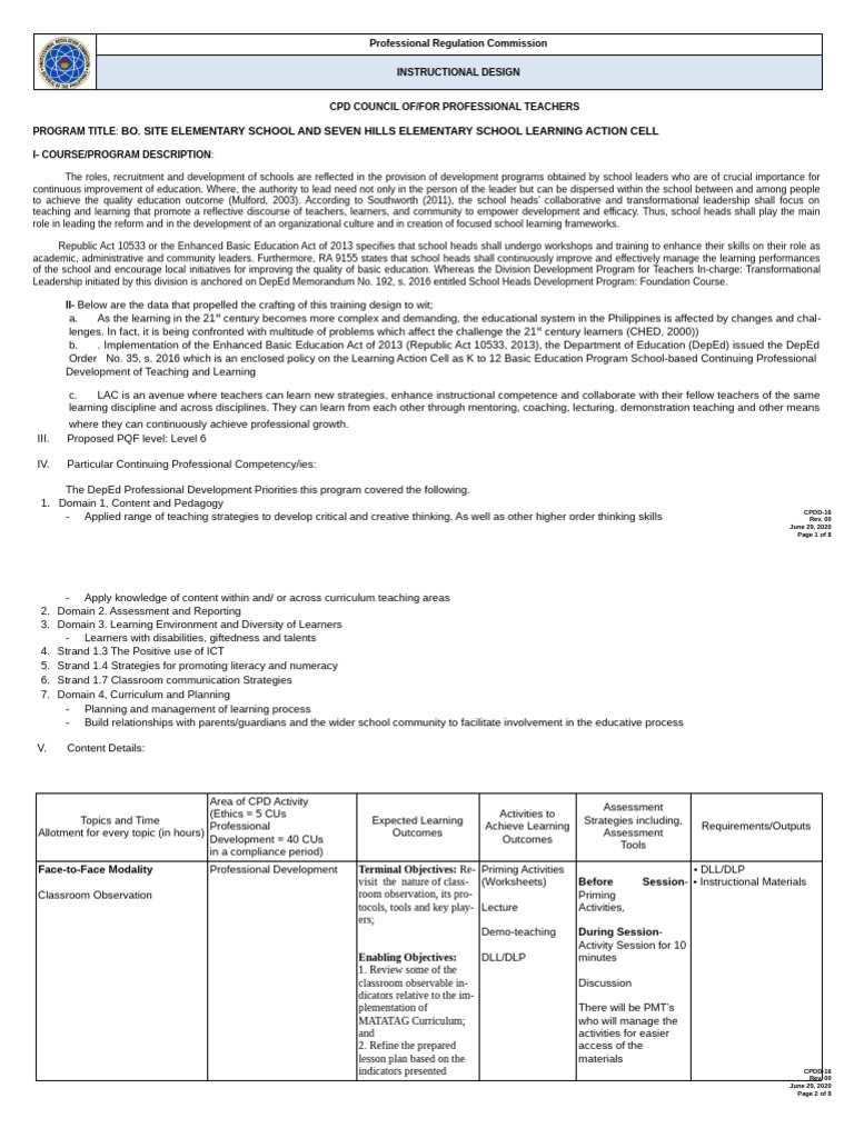 Cpdd-16 - Instructional Design | PDF | Learning | Educational Technology