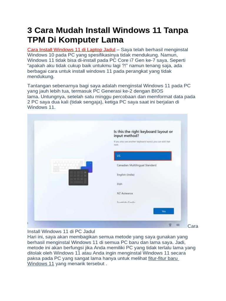 Install Windows 11 di Laptop Jadul Tanpa TPM | PDF