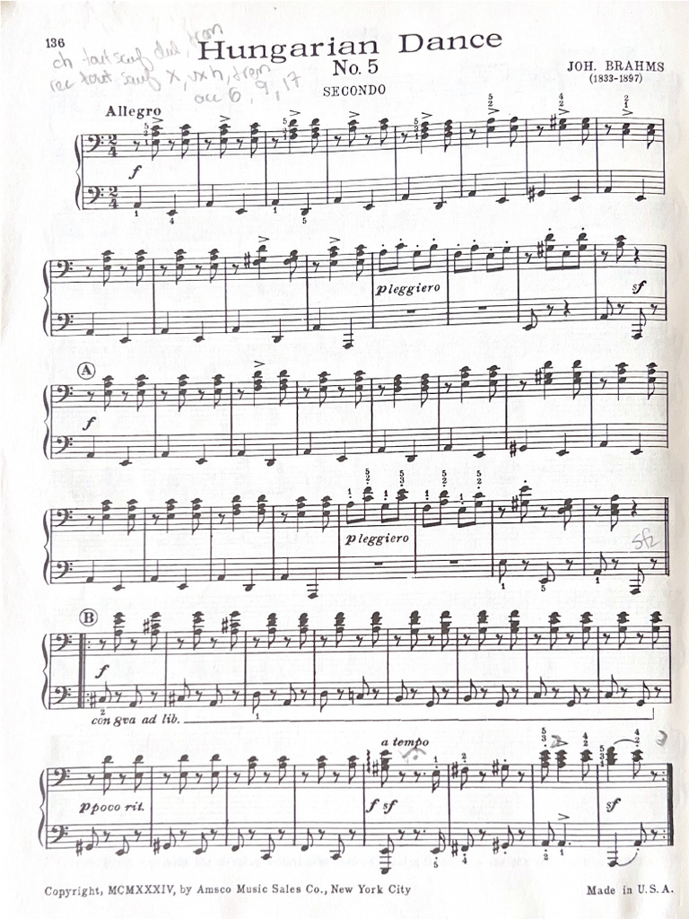 Danse Hongroise Brahms 4 Mains | PDF