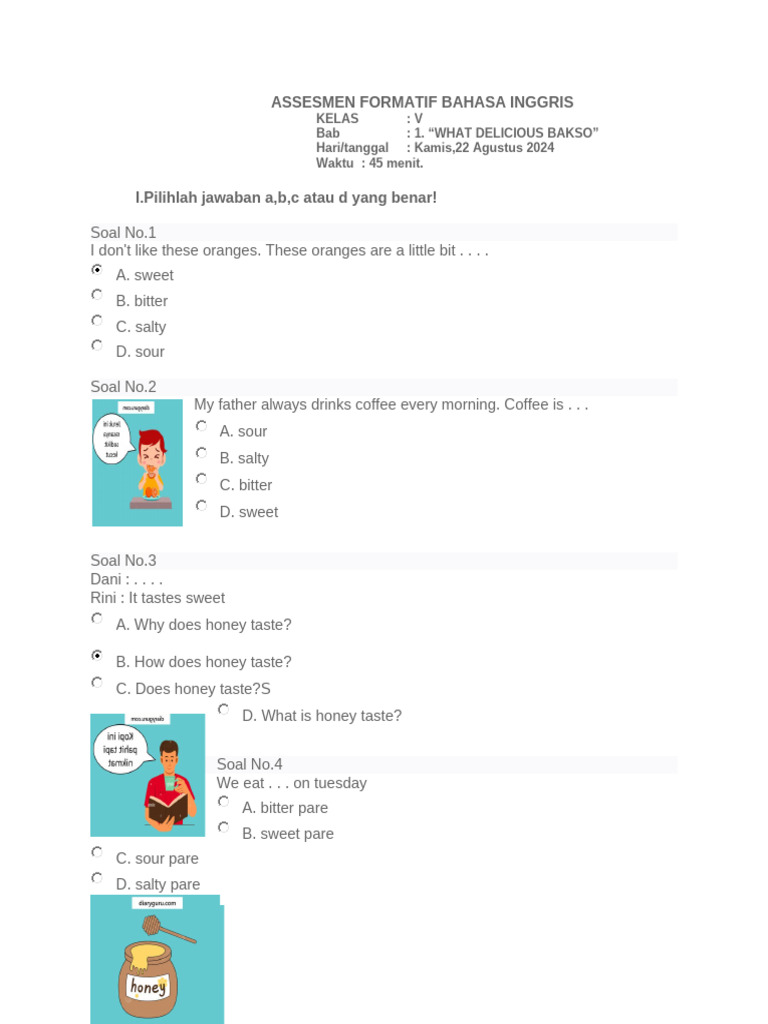 Assesmen Formatif Bahasa Inggris | PDF