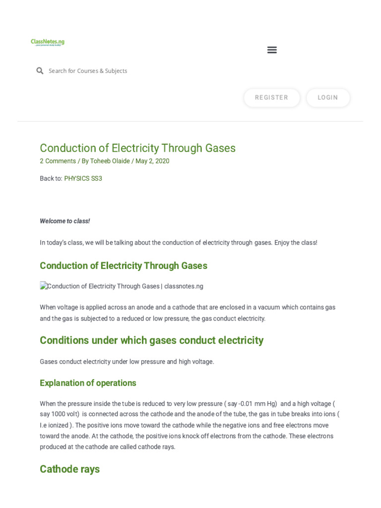 b Conduction of Electricity Through Gase | PDF | Vacuum Tube | Cathode