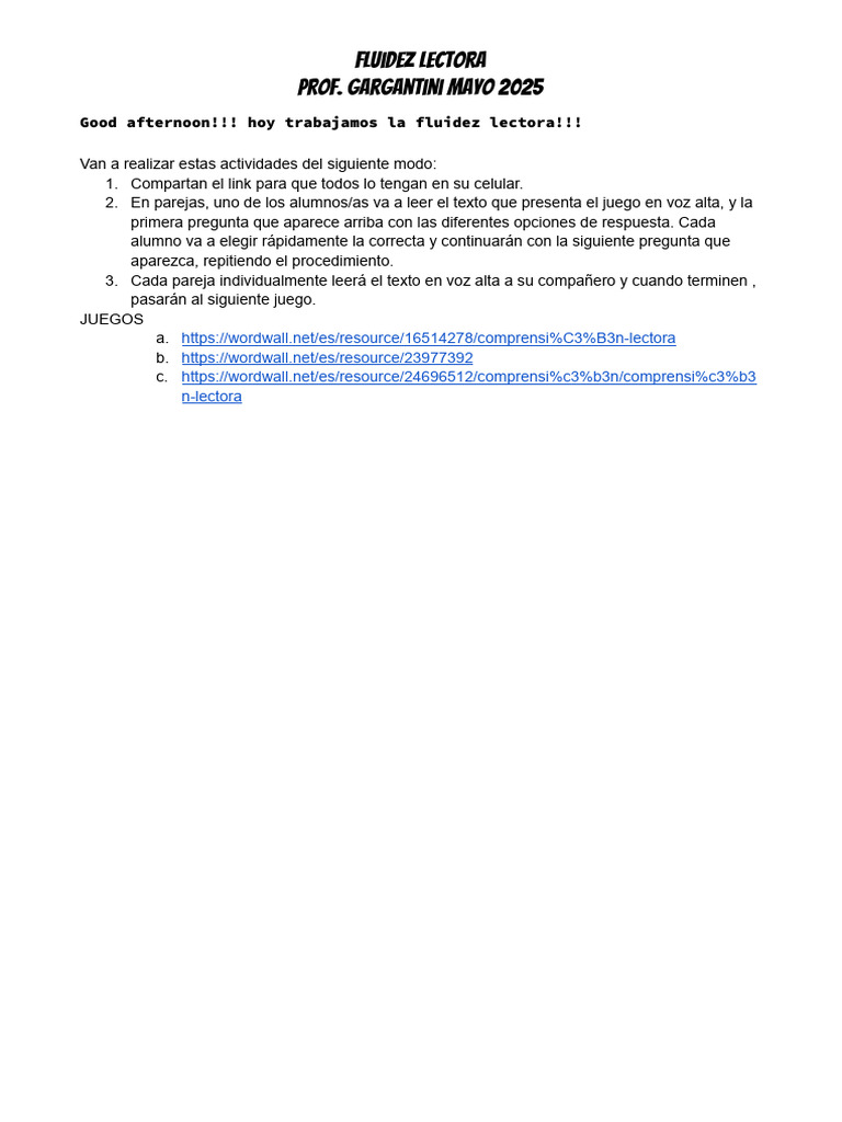 Actividades para Mejorar la Fluidez Lectora | PDF