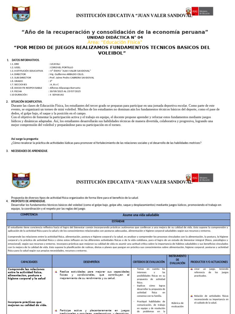 Unidad Didáctica - 2025 | PDF | Aprendizaje | Maestros