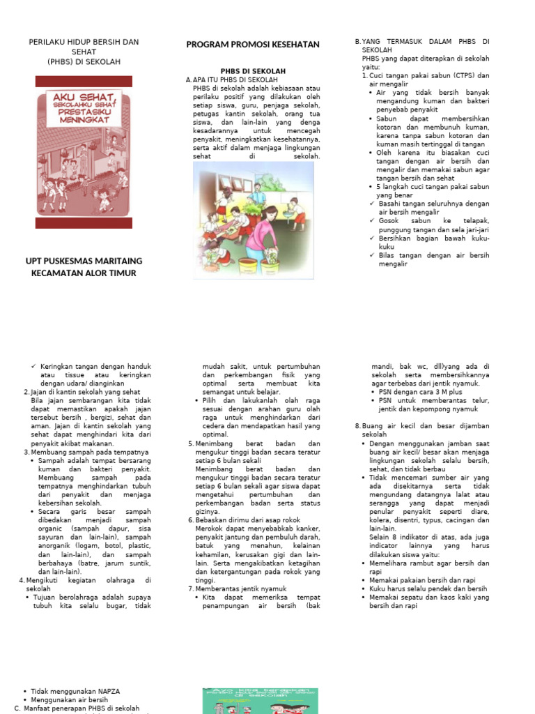 Leaflet PHBS Di Sekolah | PDF