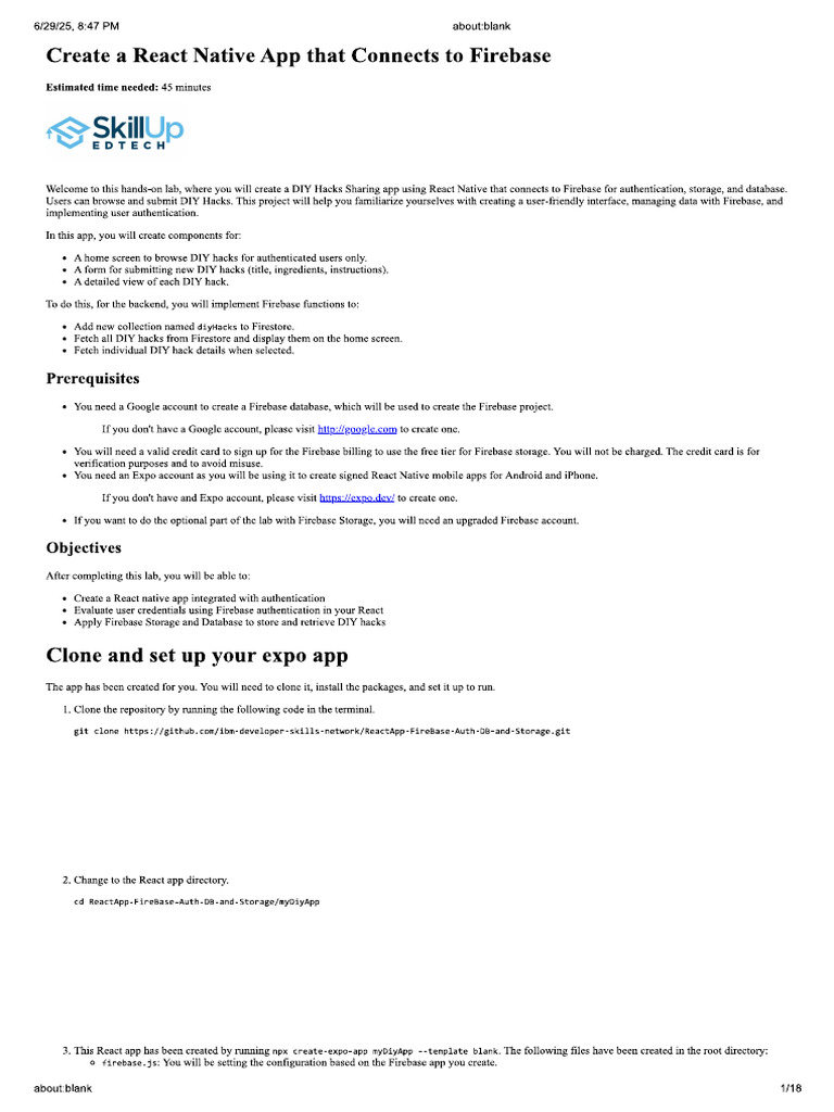 React Native App With Firebase Pdf