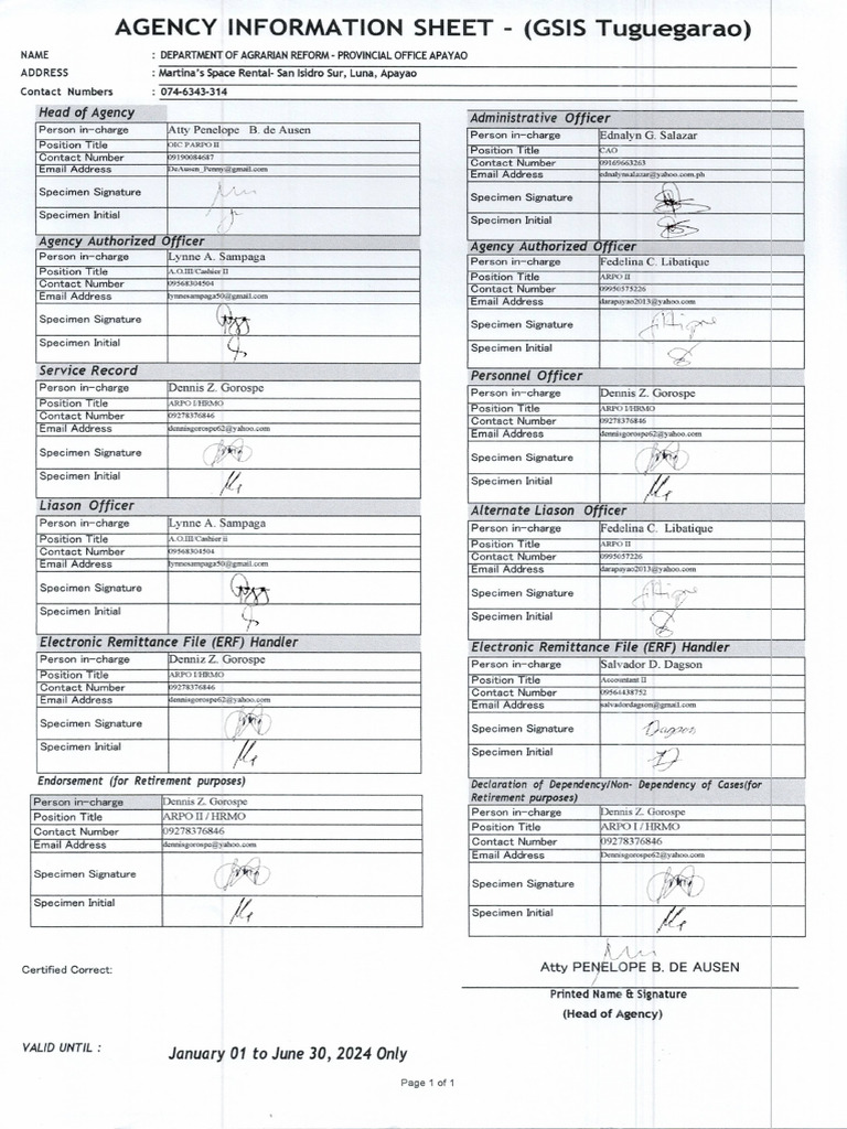 Agency Information Sheet | PDF