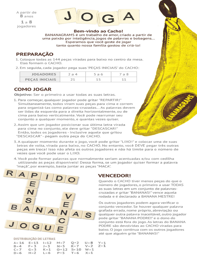 Bananagrams Manual de Regras Oficial Da 223671 | PDF