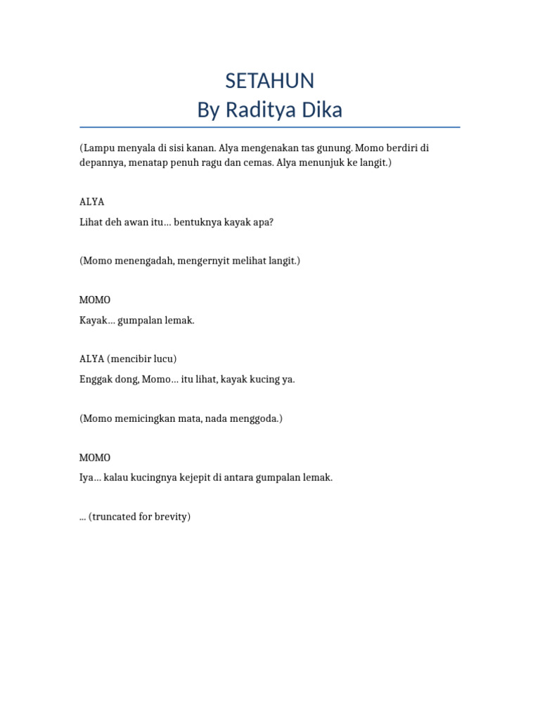 Setahun by Raditya Dika | PDF