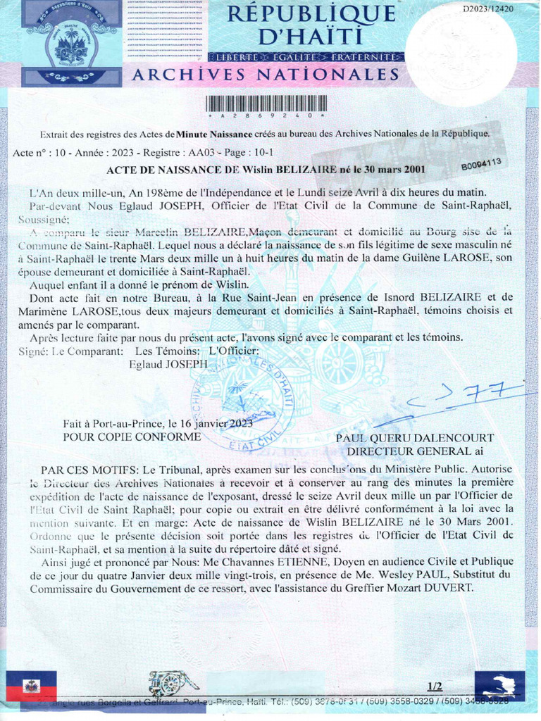 Comum Wislin 2bbelizaire 2b 28 2bcertidao 2bde 2bnascimento 2b 29 | PDF