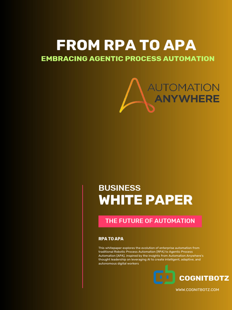 Whitepaper RPA To APA Using Automation Anywhere 1747797949 | PDF ...