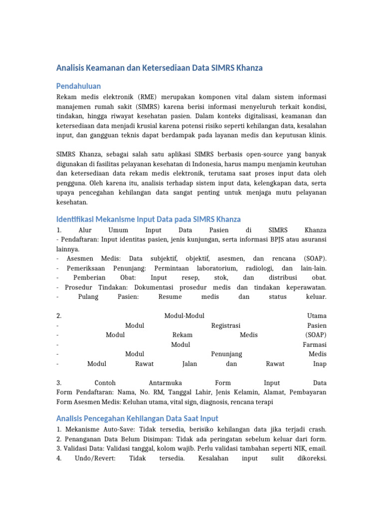 Analisis SIMRS Khanza | PDF