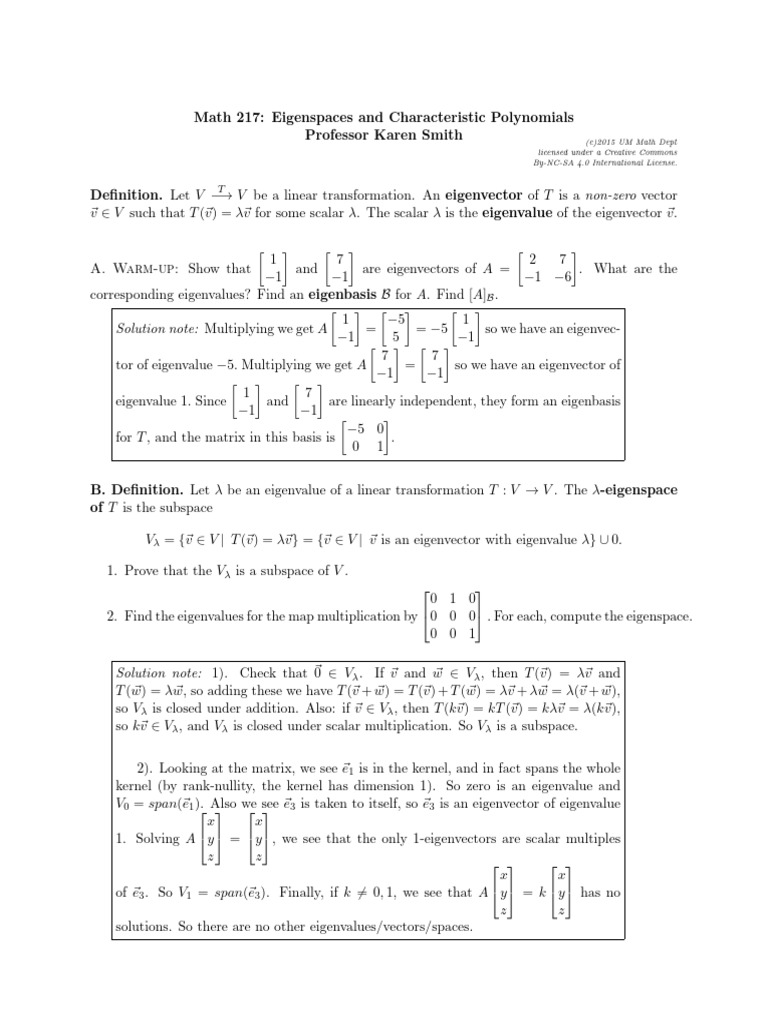 Eigenspace | PDF | Eigenvalues And Eigenvectors | Matrix (Mathematics)