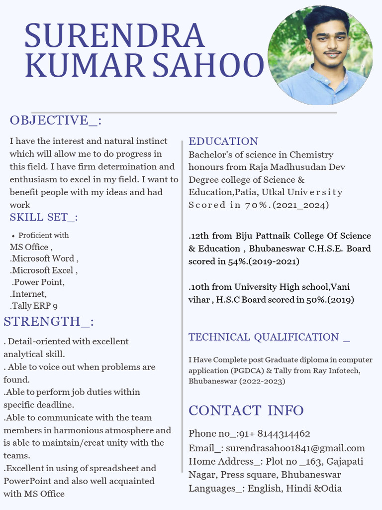Surendra Kumar Sahoo: Objective | PDF
